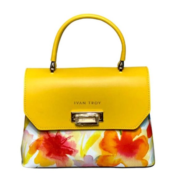 Ivan Troy | Bags | Ivan Troy Womens Ann Yellow Floral Print Italian ...
